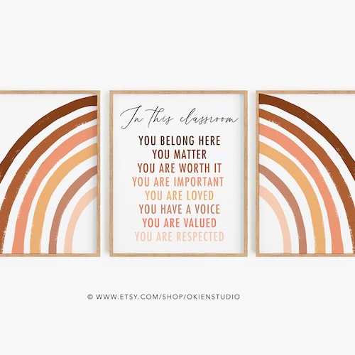Neutral Wall Art in This Room Sign Rainbow Poster Set - Etsy