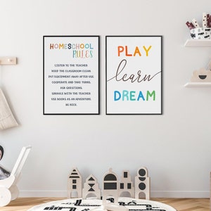 Homeschool Decor Prints: Home Sweet Homeschool, Rules, Play Learn Dream ...