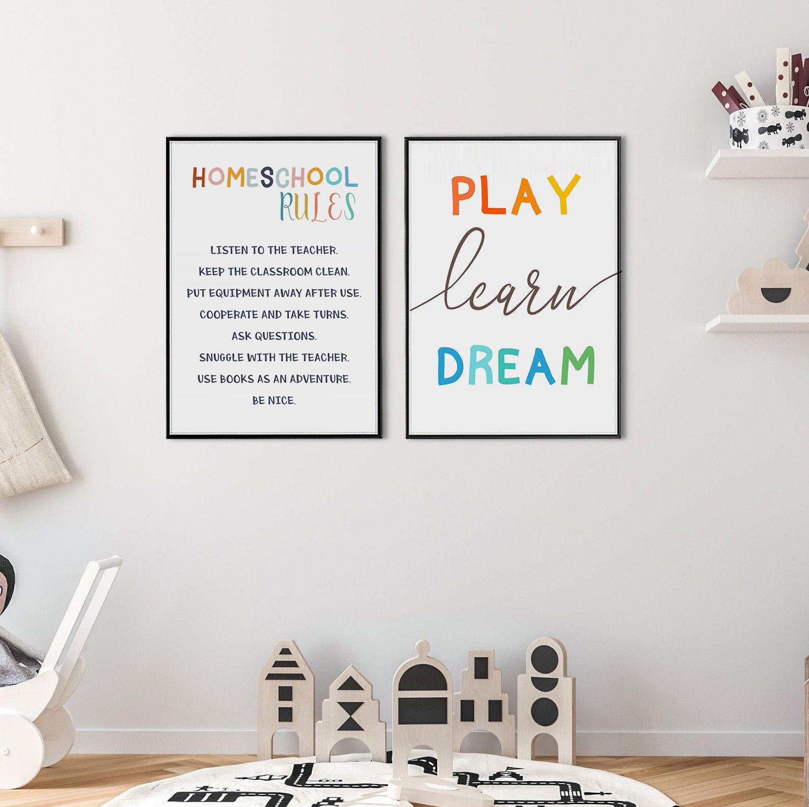 Homeschool Decor Prints: Home Sweet Homeschool, Rules, Play Learn Dream ...