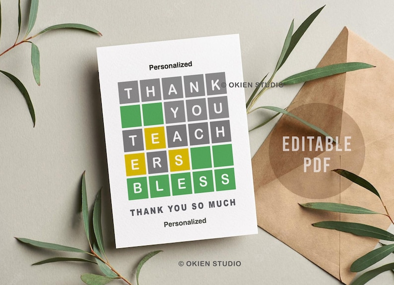 Thank You Teacher Cards Wordle Card to Teacher Teacher - Etsy