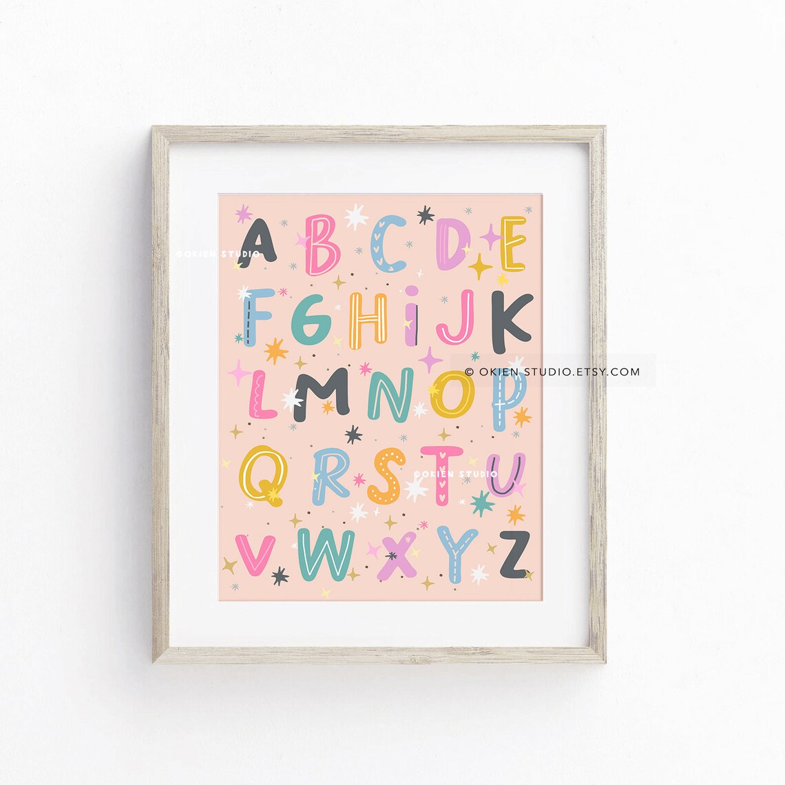 Pink ABC Poster Boho Nursery Decor Alphabet Poster Alphabet - Etsy