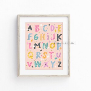 Pink ABC Poster, Boho Nursery Decor, Alphabet Poster, Alphabet Print ...