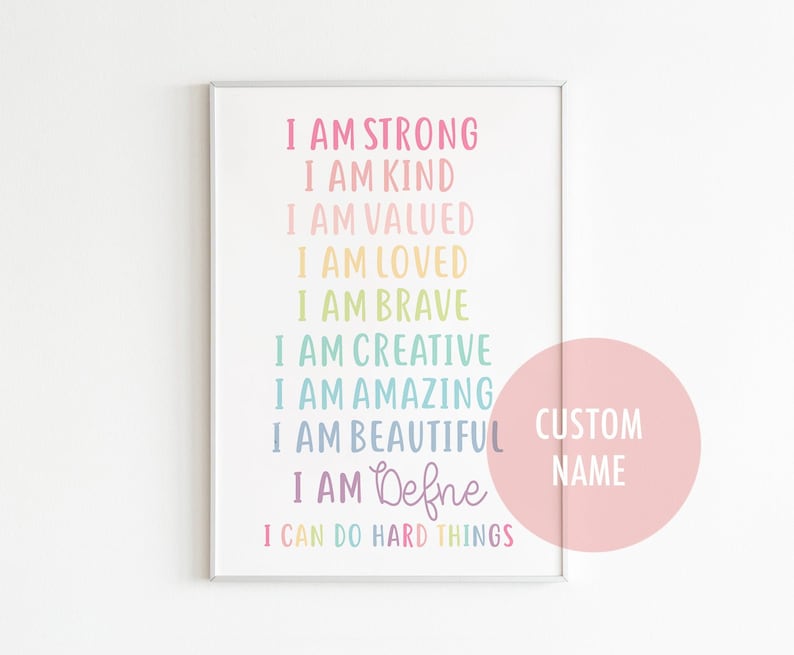 I AM Wall Art Positive Affirmations Wall Art I Am Enough - Etsy