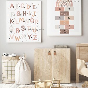 Alphabet and Numbers Poster, Hop Skip Jump, Letters Poster, Boho Abc ...