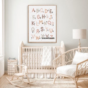 Alphabet and Numbers Poster, Hop Skip Jump, Letters Poster, Boho Abc ...