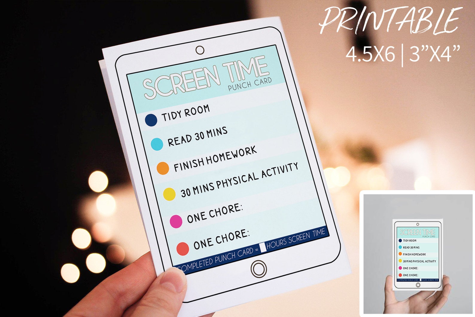 Screen Time Reward Punch Card, Punch Card Reward System, Homeschool ...