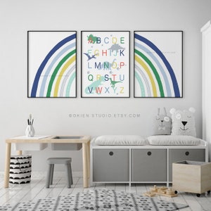 Dinosaur Prints for Boys Room, Blue Green Wall Art, Dino Bedroom Poster ...