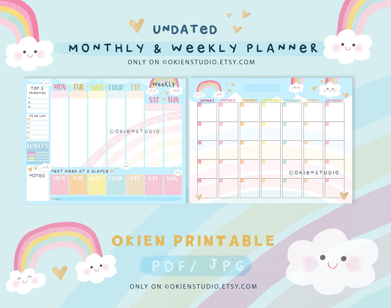 Cute Printable Blank Weekly Calendar