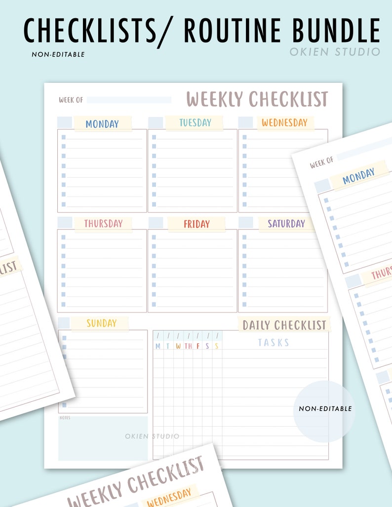 Checklists for EVERYTHING Planner Bundle Daily Routine - Etsy