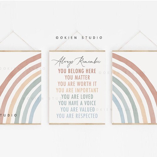 Neutral Wall Art in This Room Sign Rainbow Poster Set - Etsy
