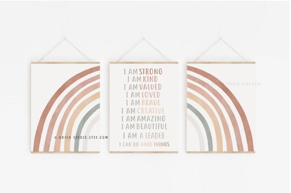 Boho Pastel Rainbow I Am Enough Positive Affirmations Boho - Etsy