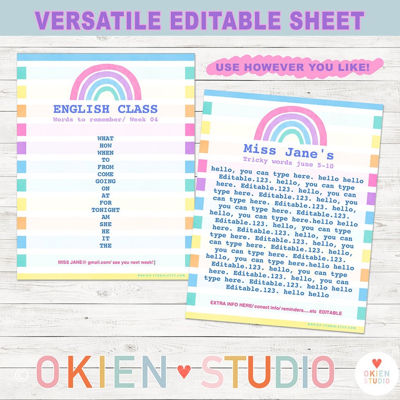 Pastel Rainbow Newsletter Template: Editable Teacher Notes (PDF) - Etsy