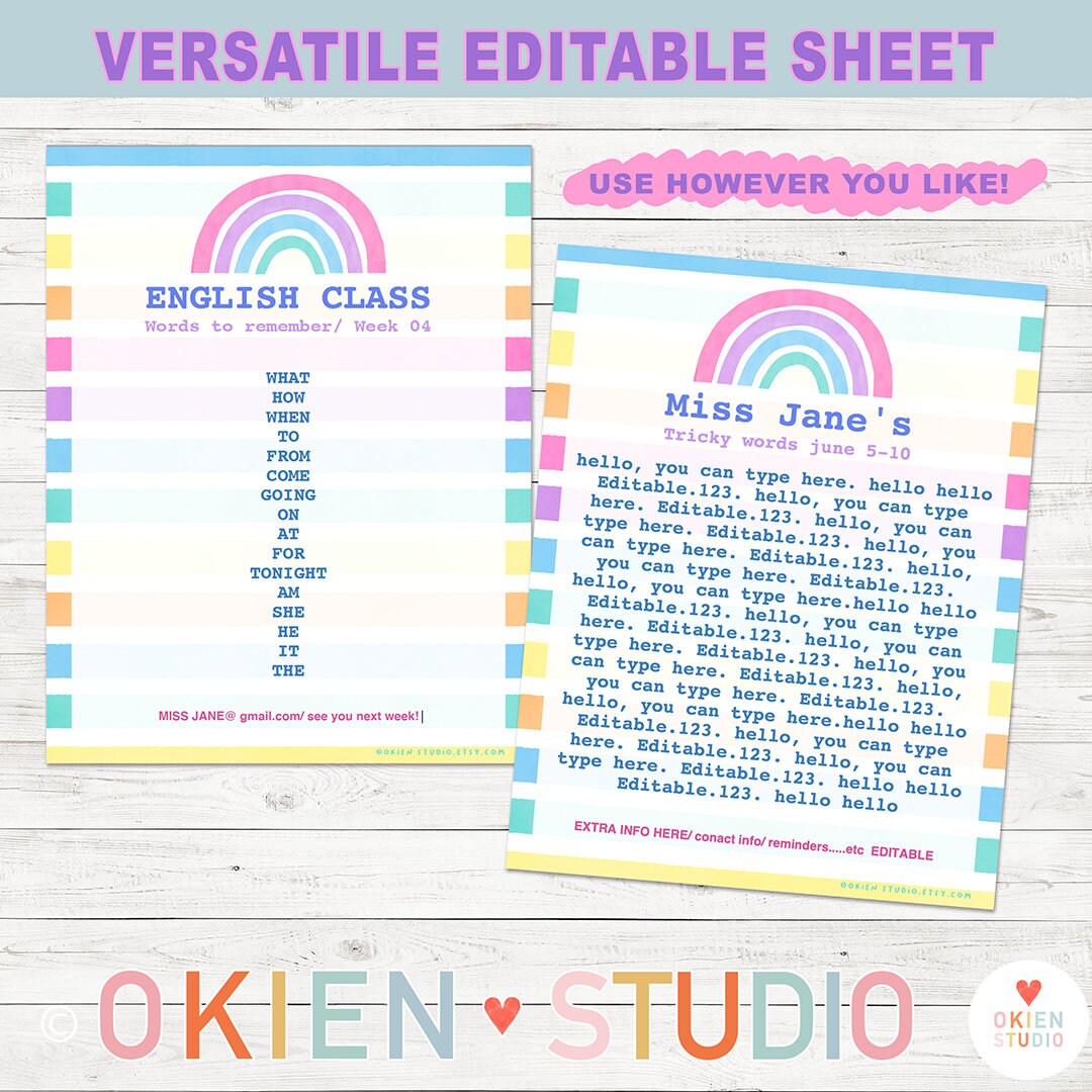 Pastel Rainbow Newsletter Template: Editable Teacher Notes (PDF) - Etsy