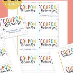 Printable Coupon Redeem Card: Colorful Reward Card Template (editable ...