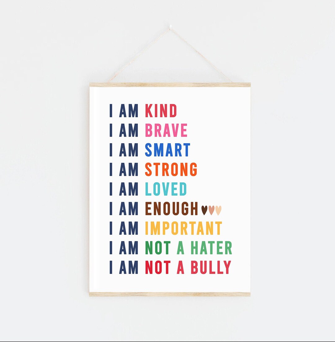 Positive Affirmations Classroom Poster: Anti Bullying Art (digital ...
