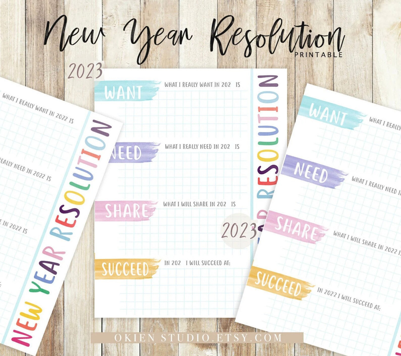 2023 Resolutions Printable: New Year Goals Worksheet (digital Download ...