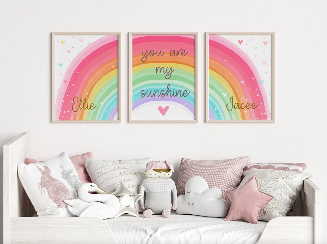Continuous Rainbow Nursery Decor, Personalized Name Sign Wall Art ...