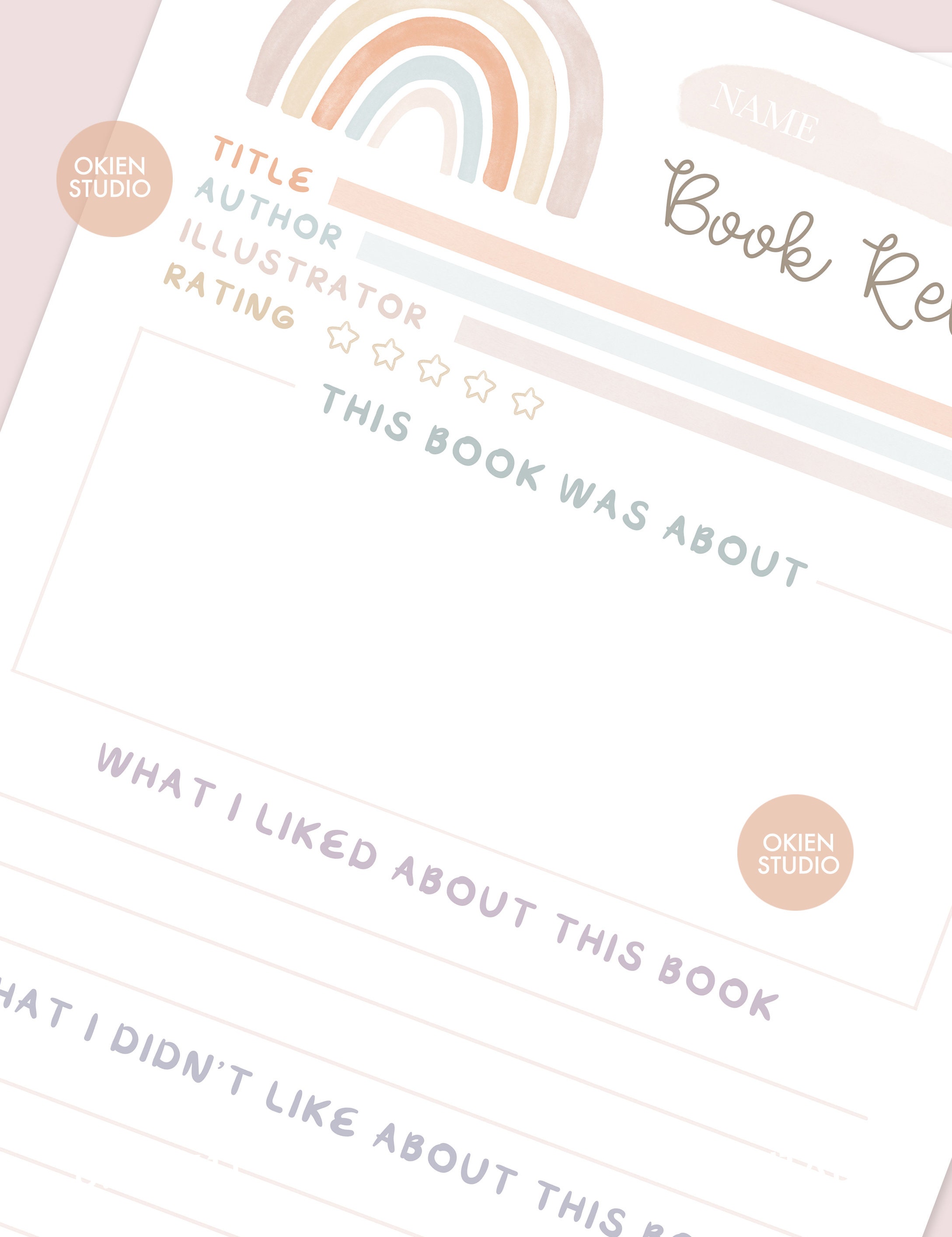 Rainbow Reading Log & Book Review Template (digital Download) - Etsy