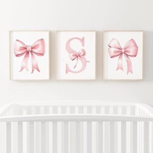 Pink Bows Name Sign for Girl Bedroom, Initial Name Sign, Pink Bows ...