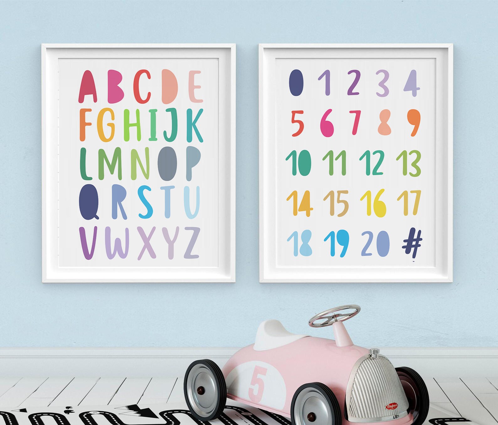 Rainbow Wall Art Set of 4 Print Alphabet Print Number Wall | Etsy