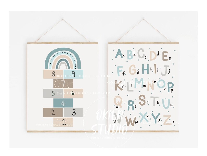 Boho Kids Learning Posters: Alphabet, Numbers, Months, Days (digital ...