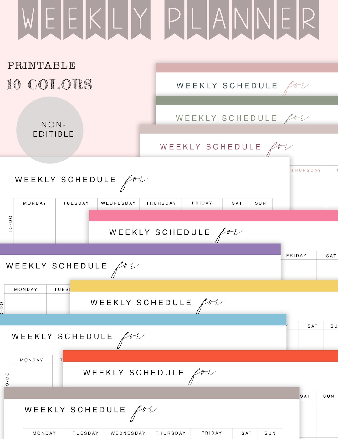 Weekly Schedule Printable, School Timetable, Minimalist Chart, Zoom ...