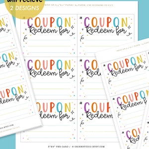 Redeem Card, Coupon Redeem Card, Printable, Good Behavior Reward ...