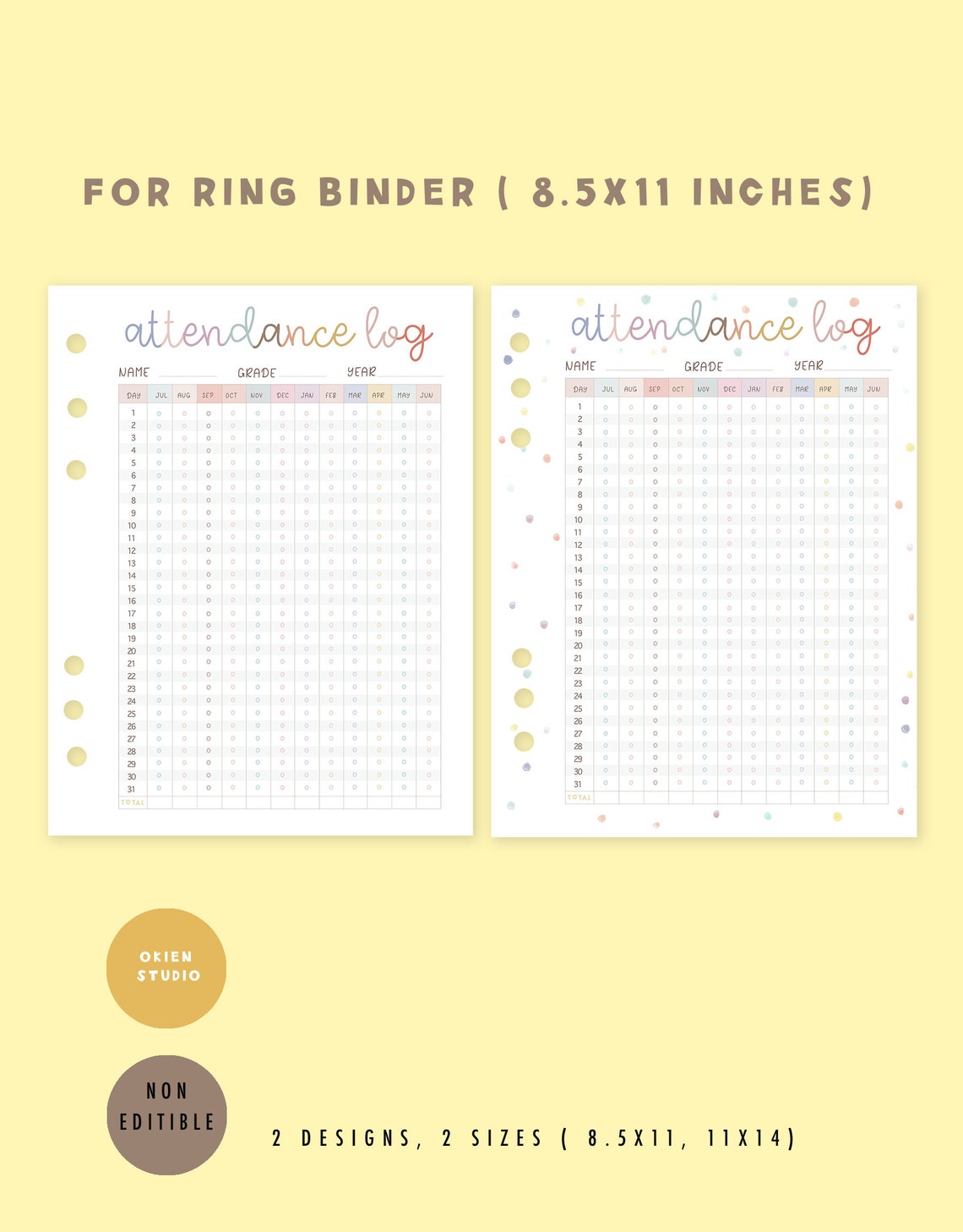 Rainbow Attendance Sheet: Homeschool Classroom Record (digital Download ...