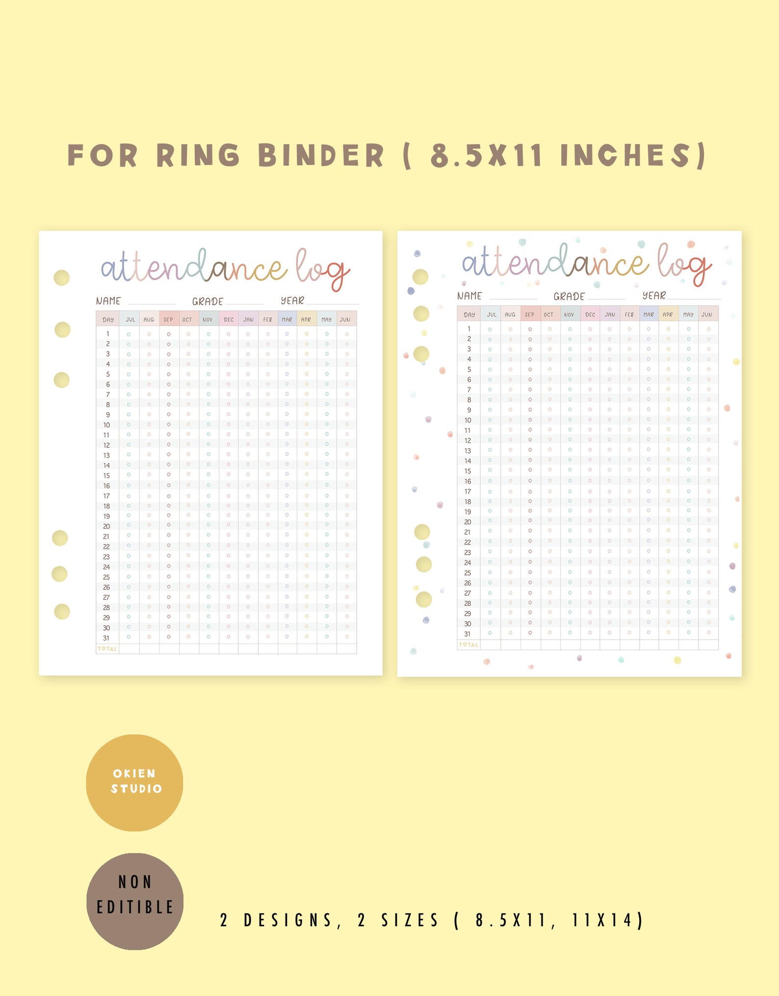 Rainbow Attendance Sheet: Homeschool Classroom Record (digital Download ...
