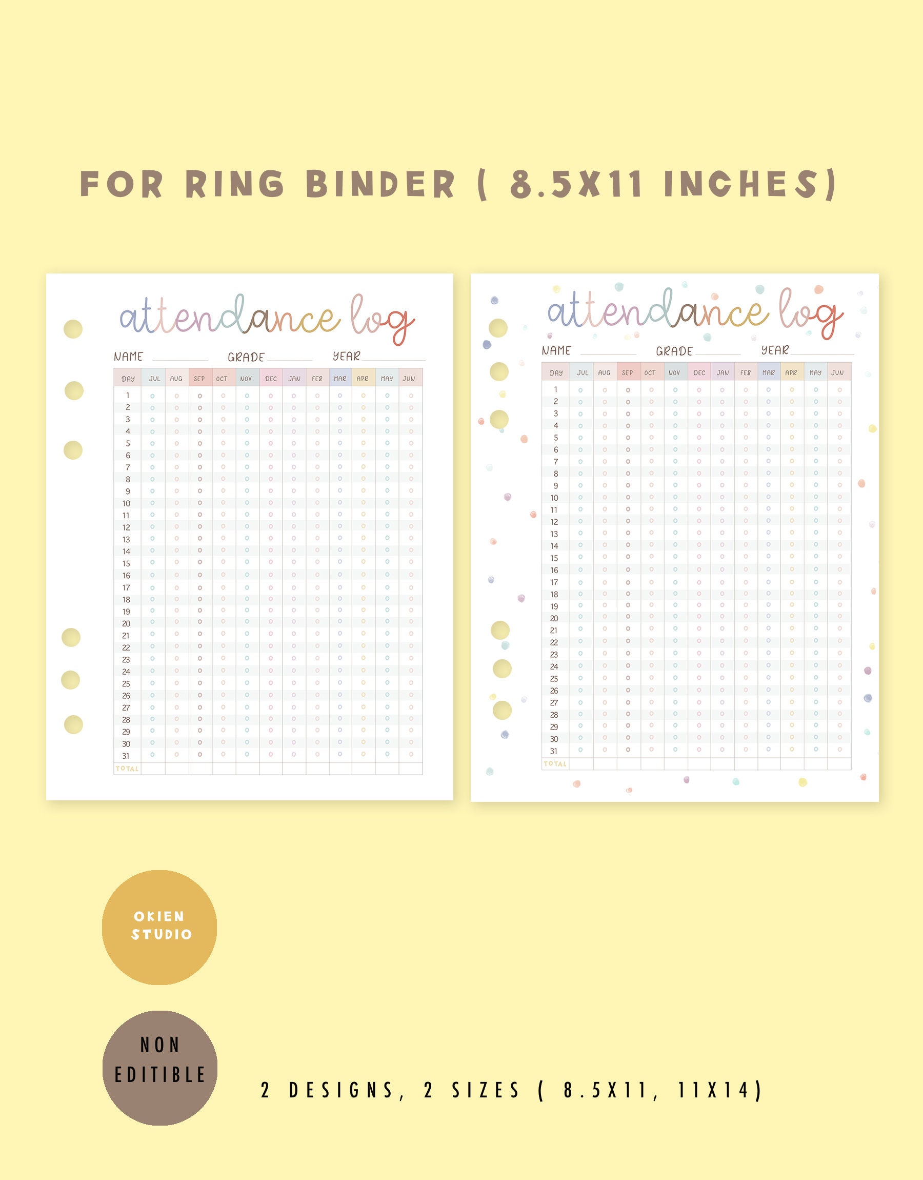 Rainbow Attendance Sheet: Homeschool Classroom Record (digital Download ...