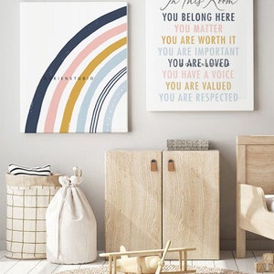 Neutral Wall Art, in This Room Sign, Rainbow Poster Set, Diversity ...