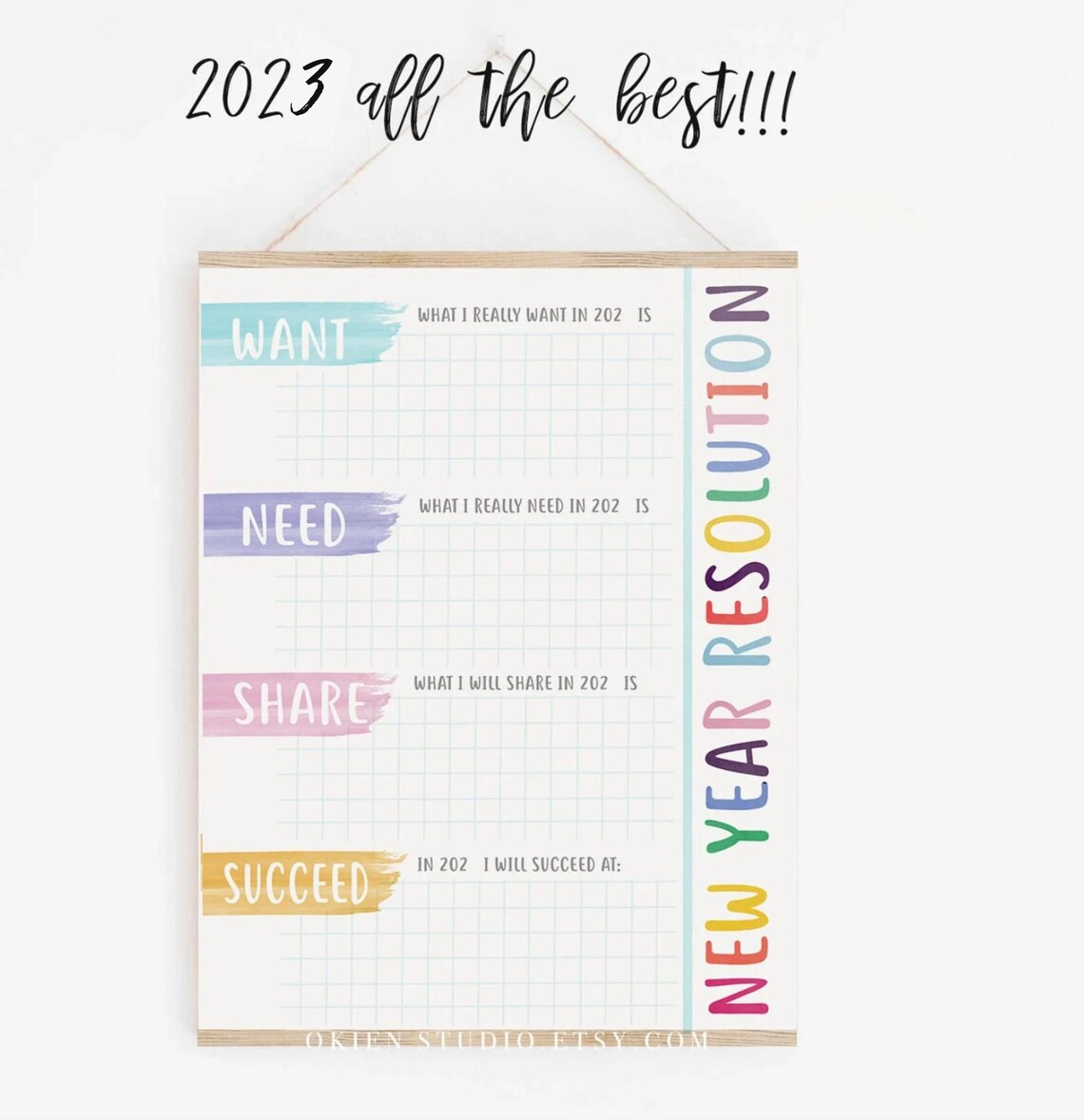 2023 Resolutions Printable: New Year Goals Worksheet (digital Download ...