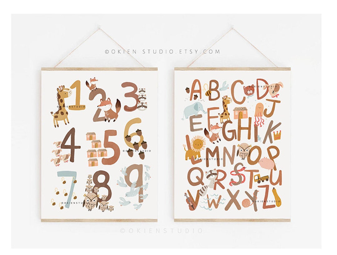 Boho Animals Nursery Wall Art, Alphabet Nursery Prints, Boho Animal ...
