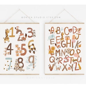 Boho Animals Nursery Wall Art, Alphabet Nursery Prints, Boho Animal ...