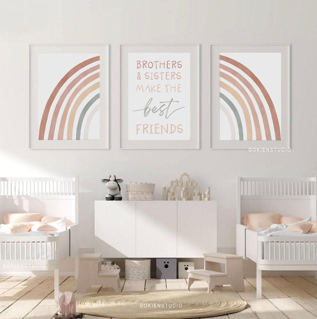 Boho Rainbow Brothers Sisters Print, Nursery Decor (digital Download ...