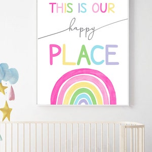 Girls Room Poster Set: Happy Place, Sister Friends Art (digital ...