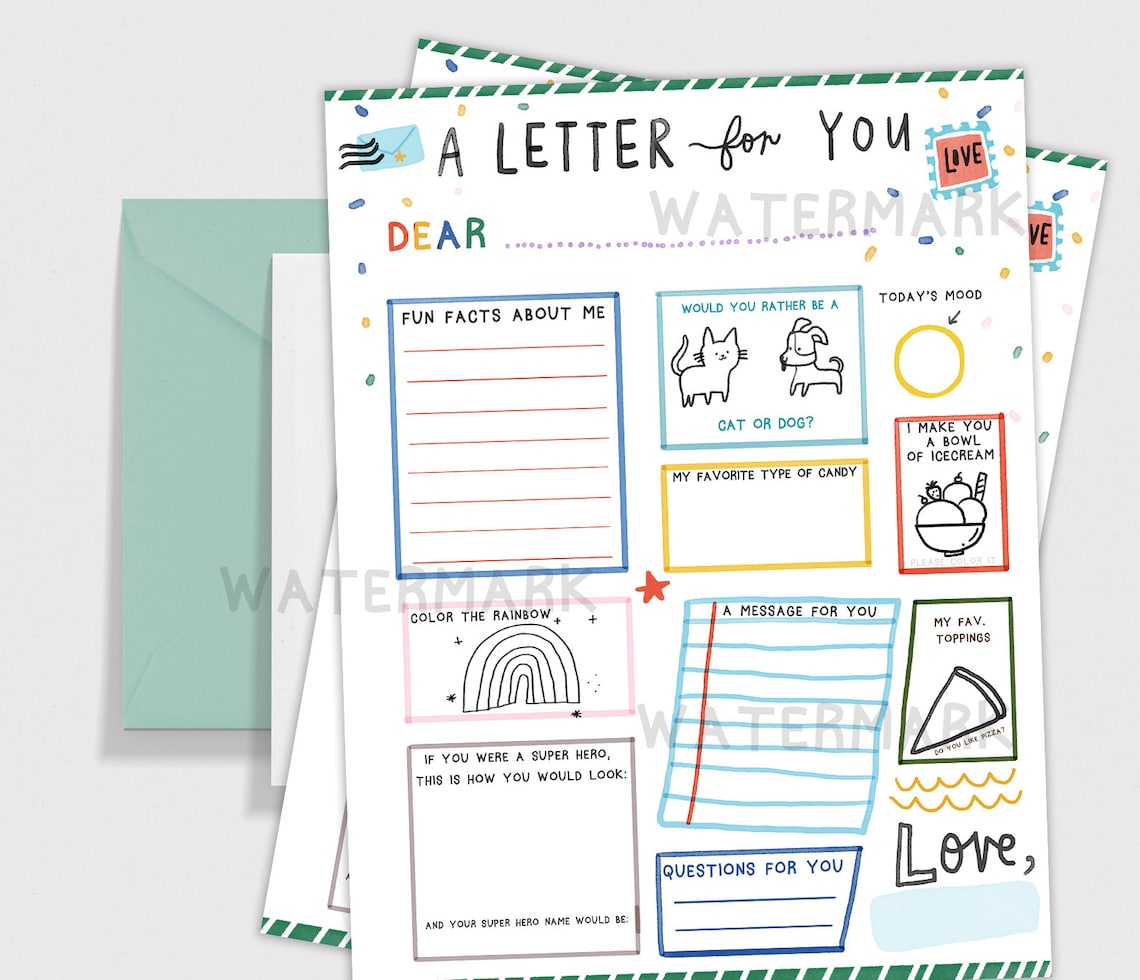 Kids Pen Pal Printable Letter Templates for Kids Letter - Etsy UK