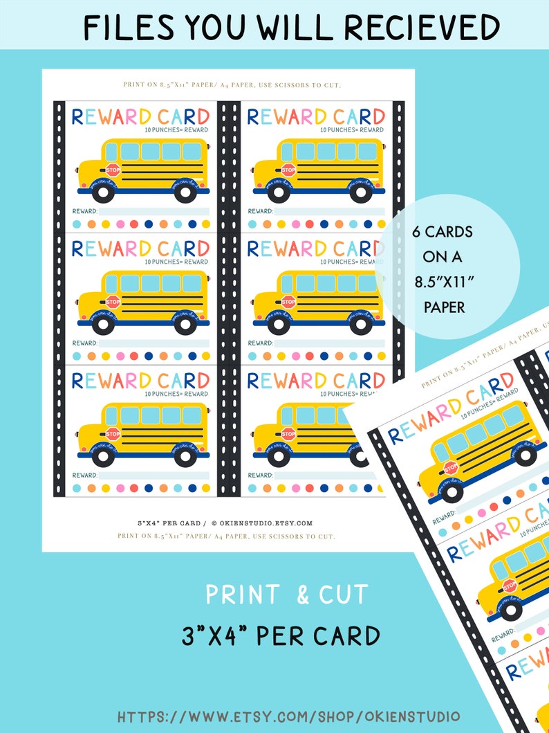Bus Reward Card Printable Reward Punch Card Good Choice - Etsy