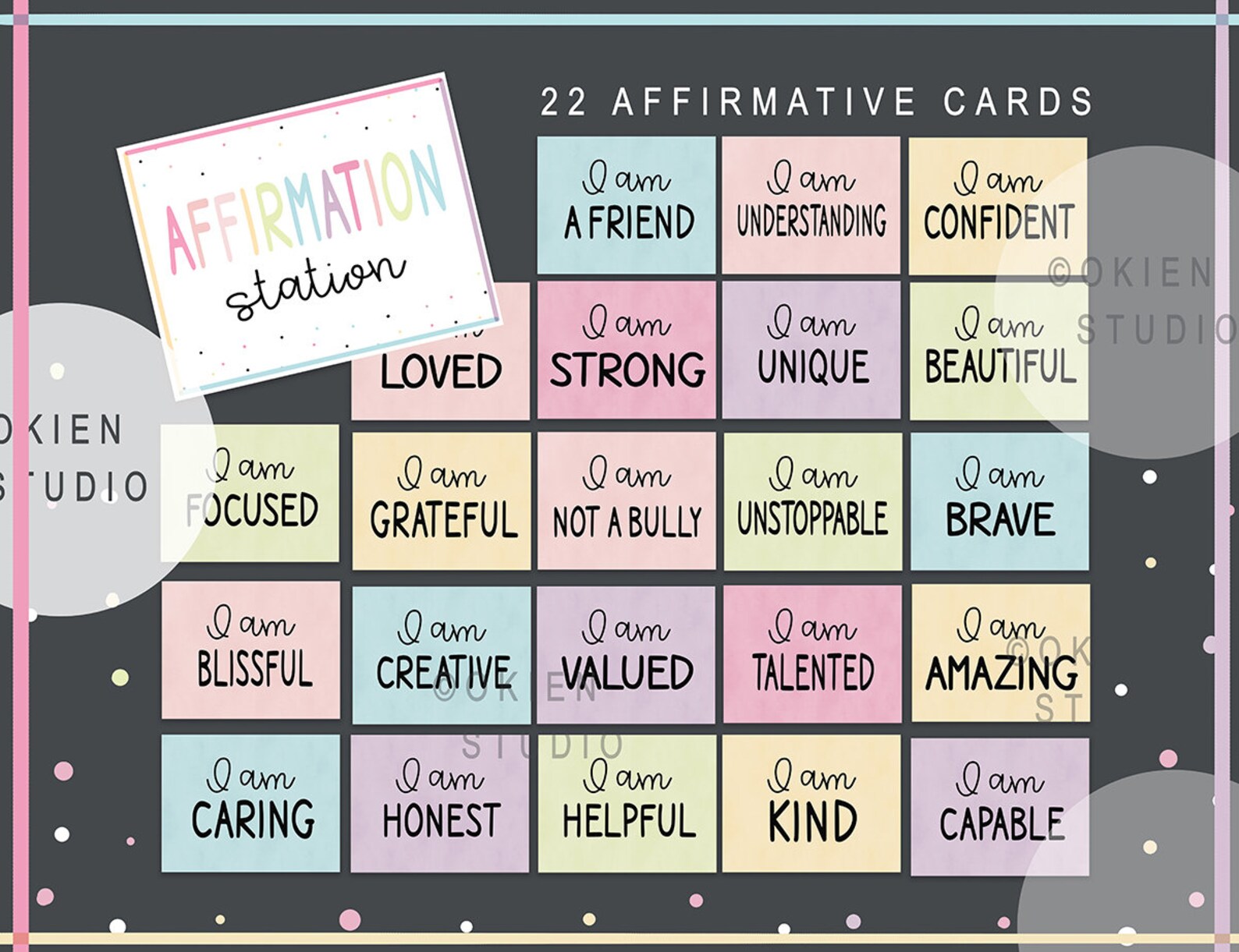 Positive Affirmations Cards Wall Art Alphabet Letters for - Etsy