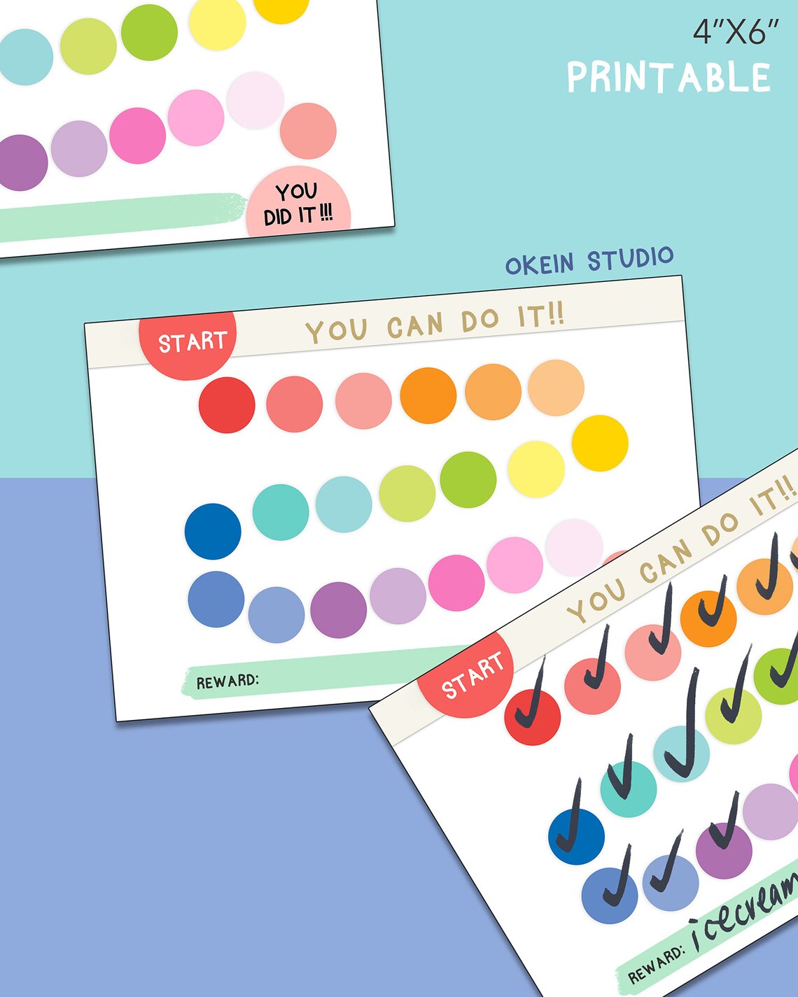 Colorful Reward Card Rainbow Color Card Reward System Coupon | Etsy