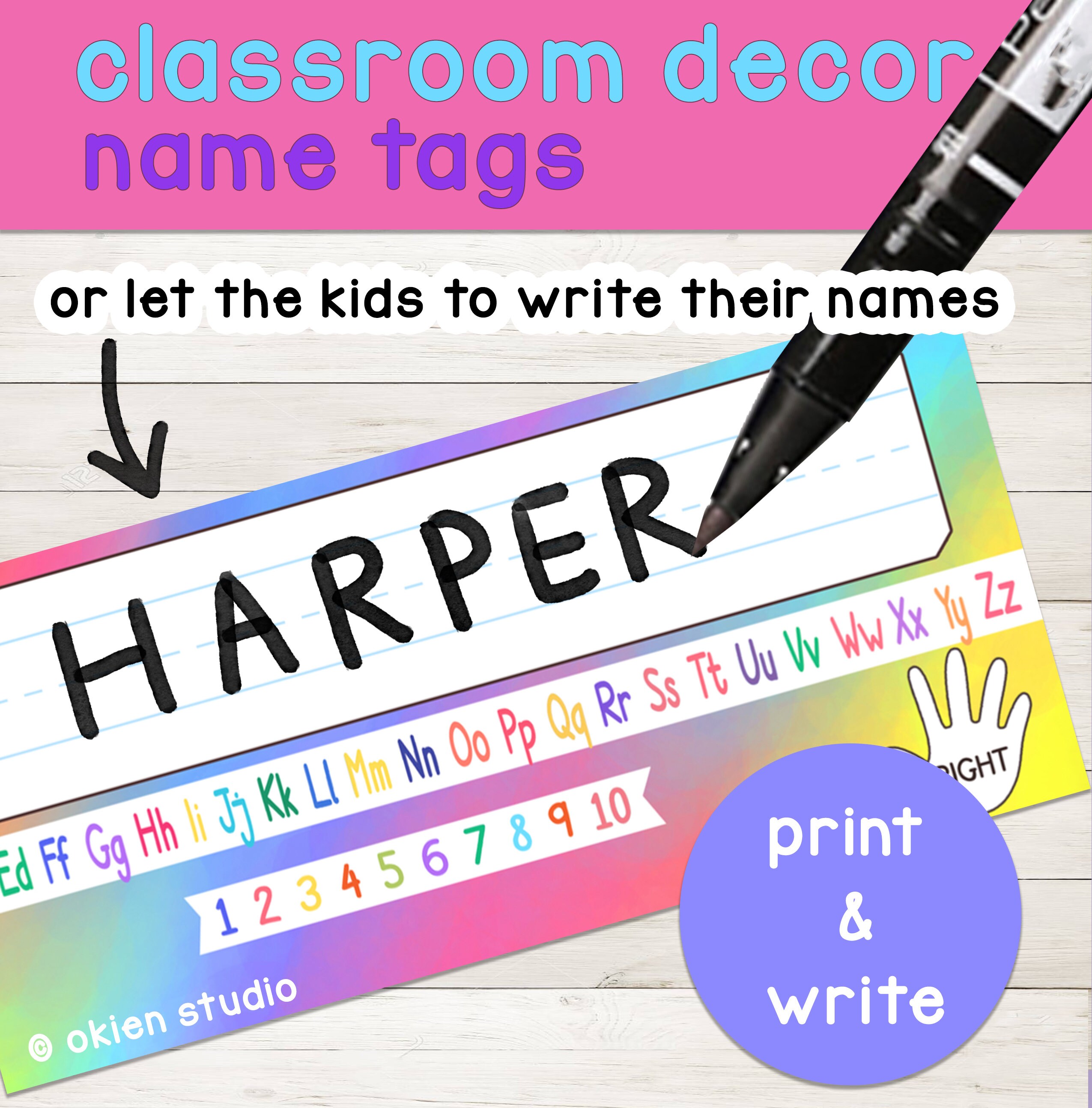 Rainbow Class Desk Name Tags: Editable Student Name Plates (PDF) - Etsy