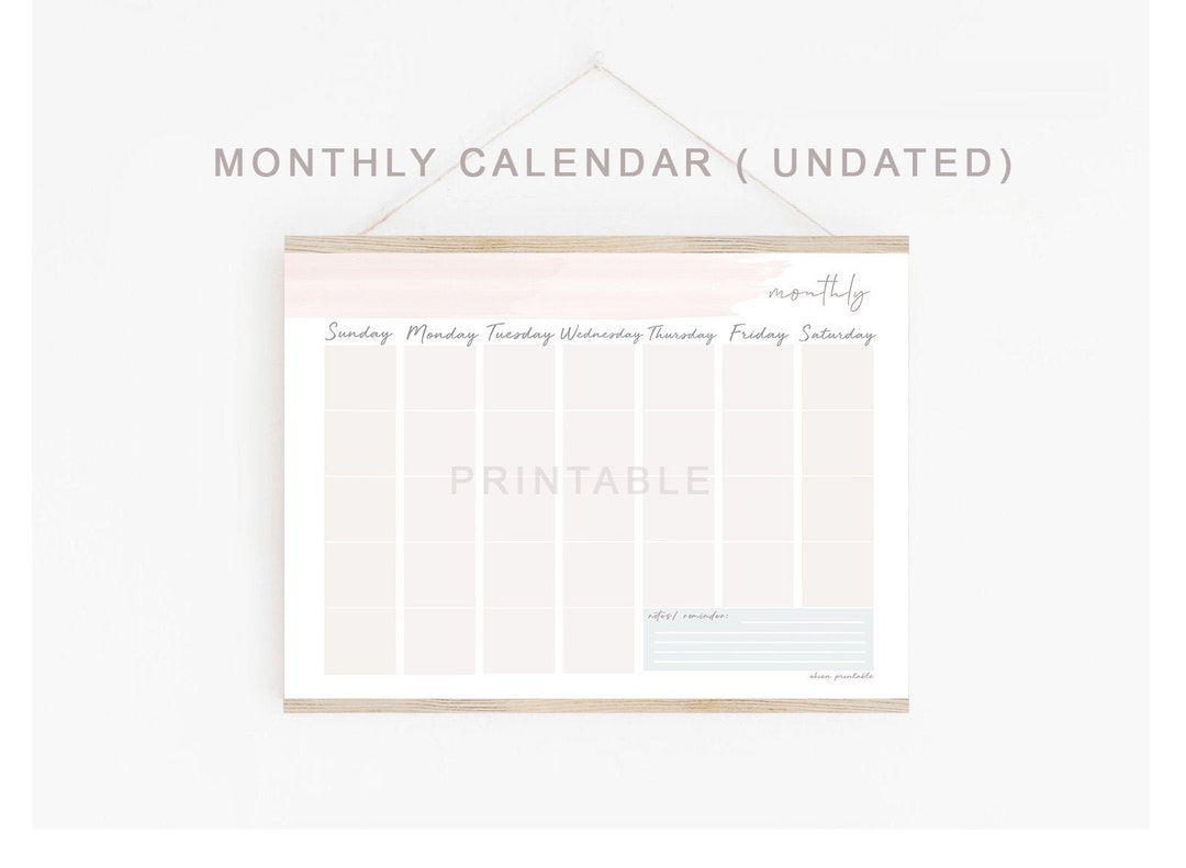 Boho Undated Monthly Calendar: Printable Digital Planner (JPG) - Etsy