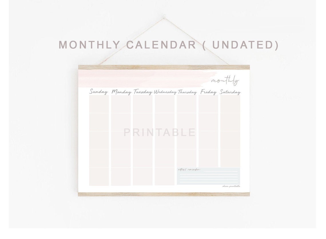 Boho Monthly Calendar Digital Planner Printable Calendar - Etsy