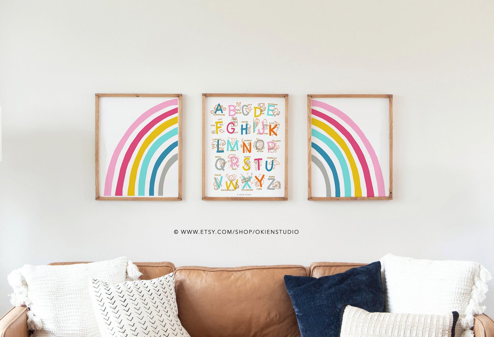 Rainbow Alphabet Nursery Art Print Set (digital Download) - Etsy