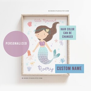 Rainbow Mermaid Prints, Rainbow Mermaid Poster, Mermaid Bedroom Nursery ...