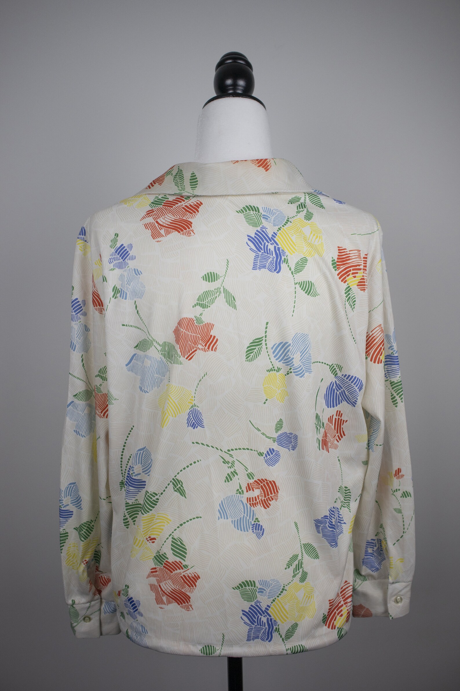 80s Floral Blouse/ Floral Prints Shirt With Collar/ Colourful - Etsy