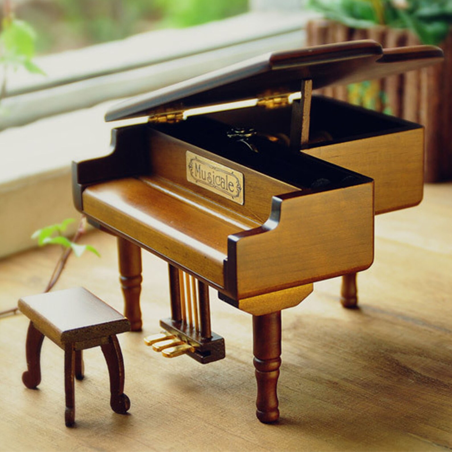 Personalized Initial Name Music Box Antique Vintage Wooden Piano Music ...