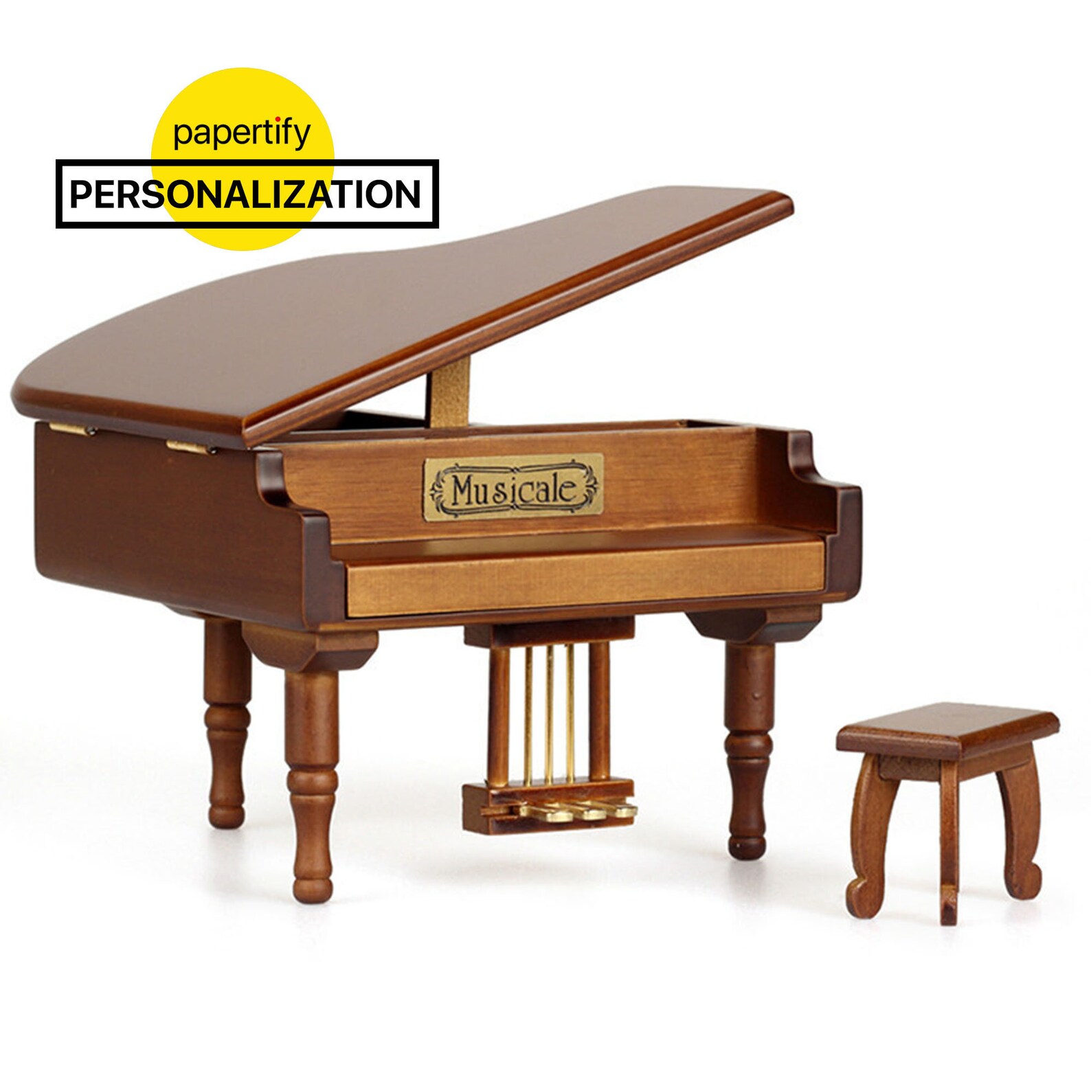 Personalized Initial Name Music Box Antique Vintage Wooden Piano Music ...