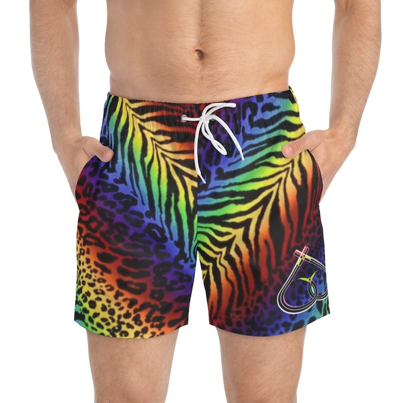 Rainbow Leopard Swim Trunks - Etsy