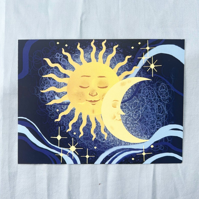 Sun and Moon Celestial Whimsigoth Digital Art Print Space - Etsy